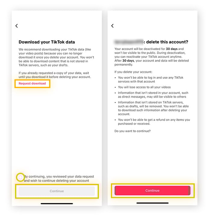 Como excluir ou desativar uma conta do TikTok